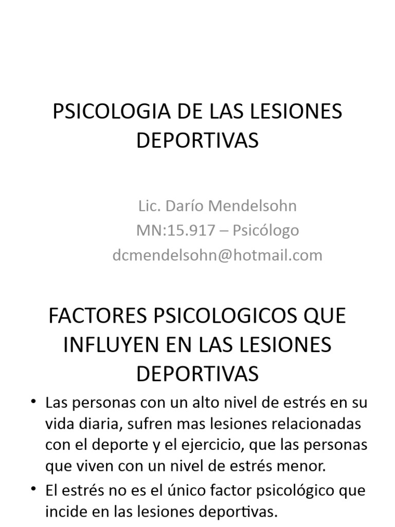 Psicologia de Las Lesiones Deportivas 1 | PDF