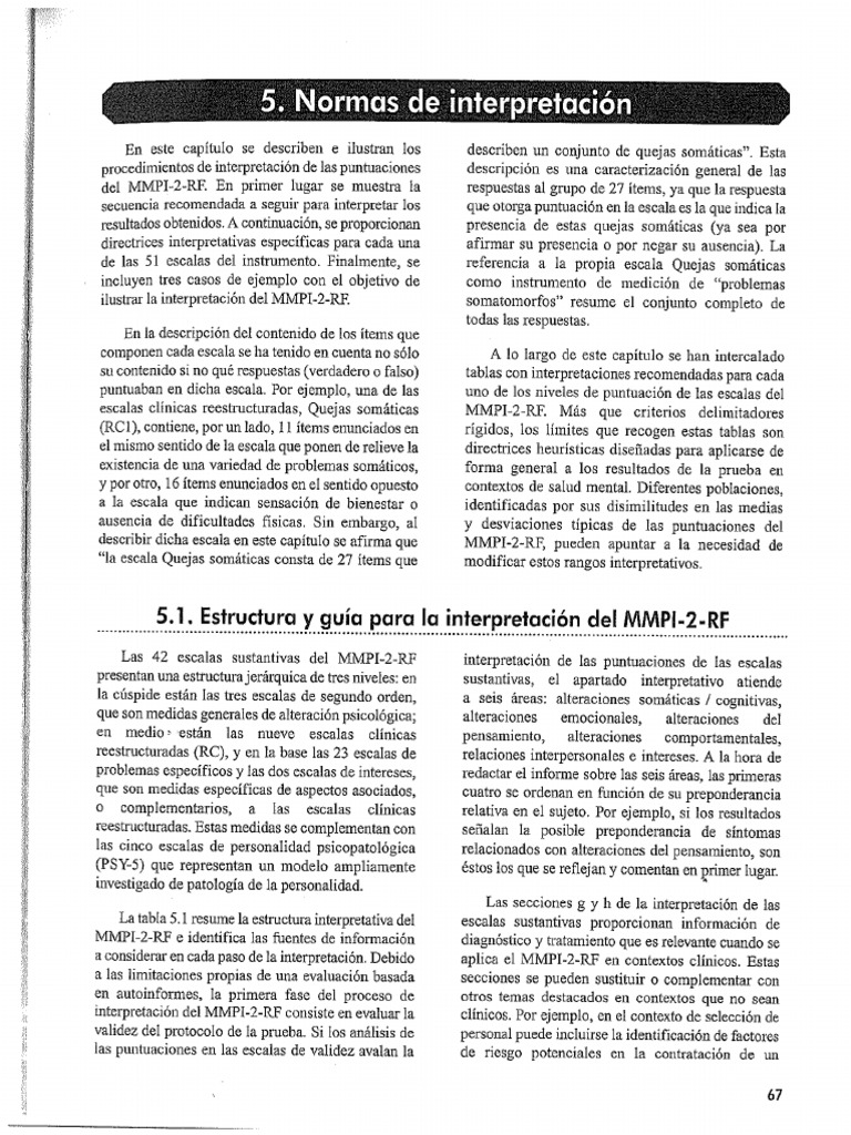 Interpretaión MMPI-2-RF Manual Oficial | PDF