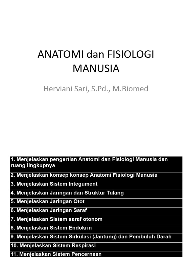 PERTEMUAN 1 - PENGANTAR ANATOMI Dan FISIOLOGI MANUSIA | PDF