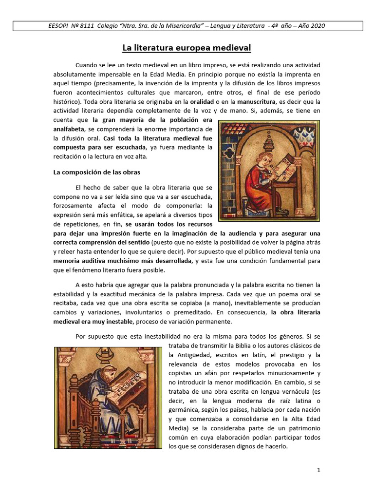 La Literatura Europea Medieval | PDF | Poesía épica | Poesía