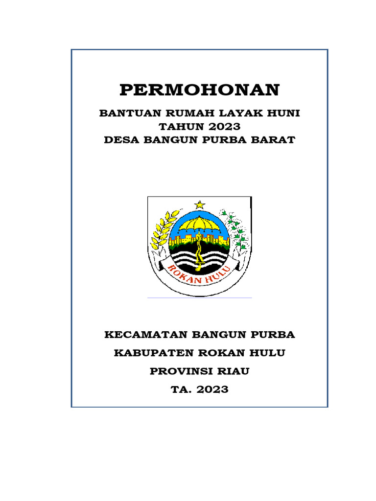 Proposal Rumah Layak Huni 2023 Ok | PDF
