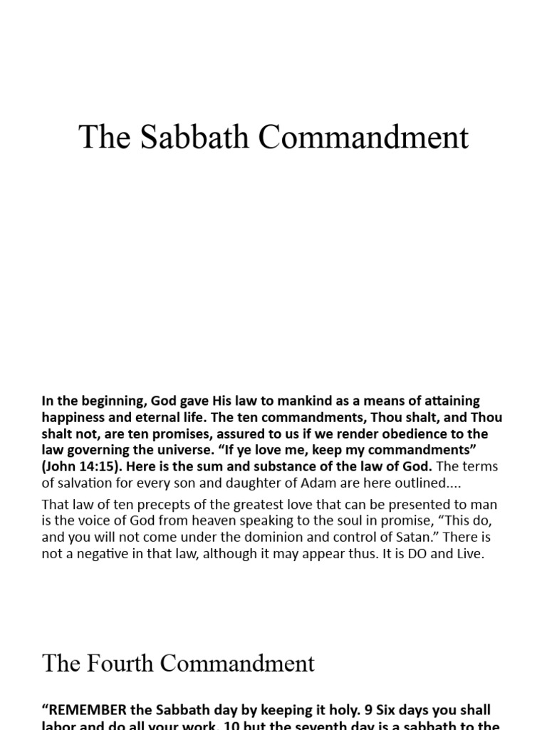 The Sabbath Commandment | PDF