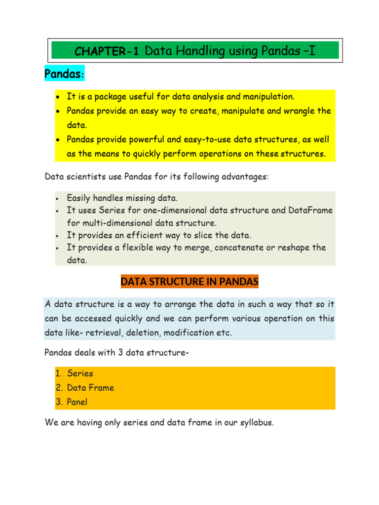 Class XII Data Handlinng Using PandasI | Download Free PDF | Comma Separated Values | Data ...