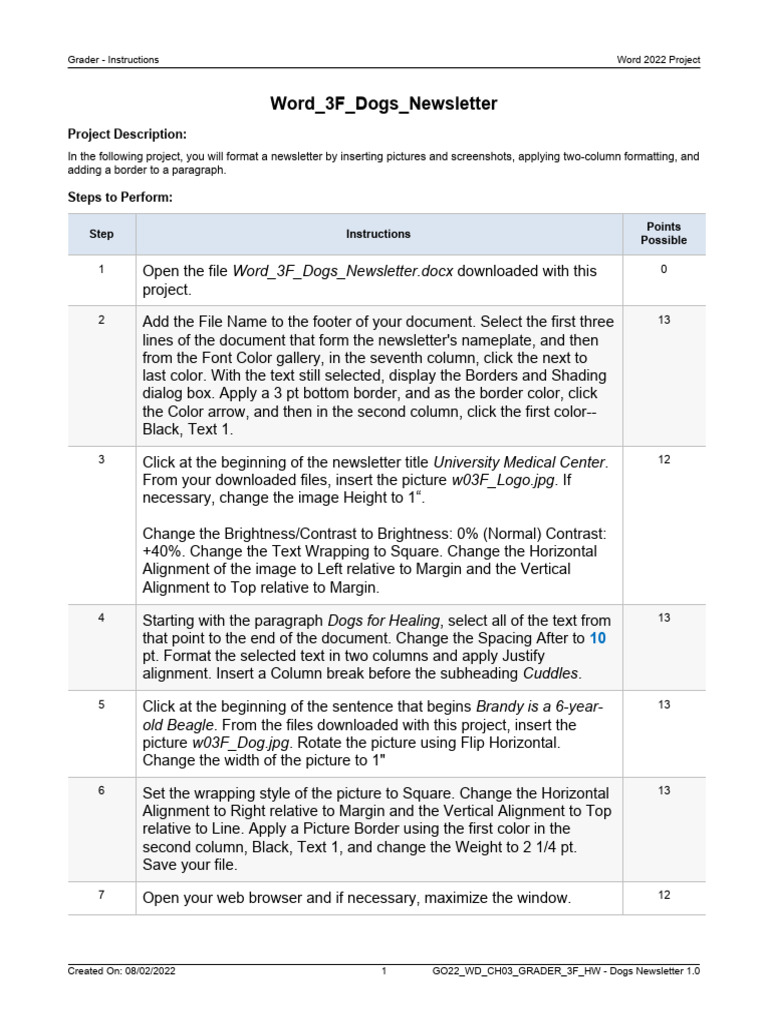Word 3F Dogs Newsletter Instructions | PDF | Business | Computers