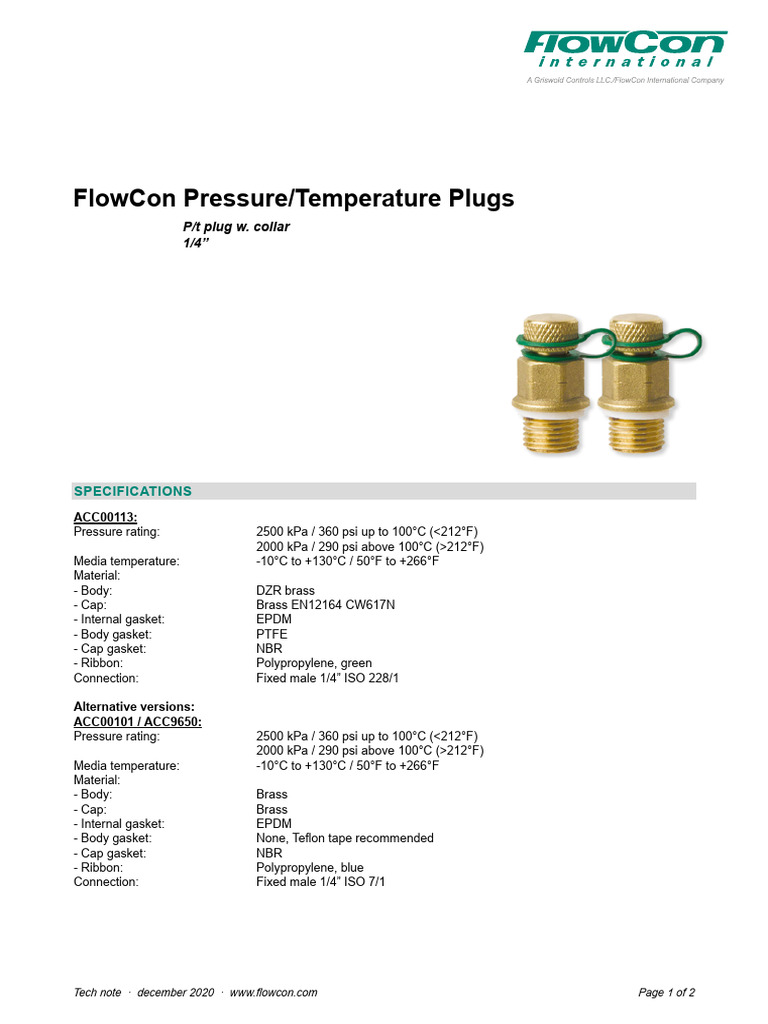 FlowCon_Pt_Plugs_Tech_Note | PDF | Building Materials | Materials