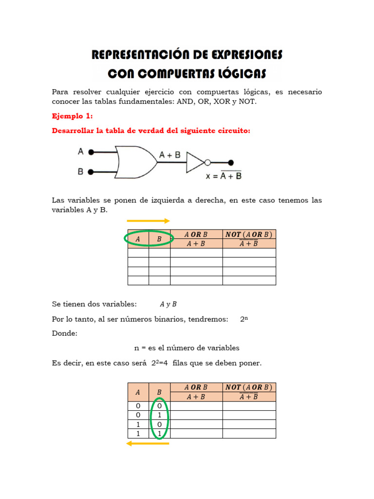 Ejemplos y Ejercicios de Combinaciones Con Operadores Lógicos | PDF ...