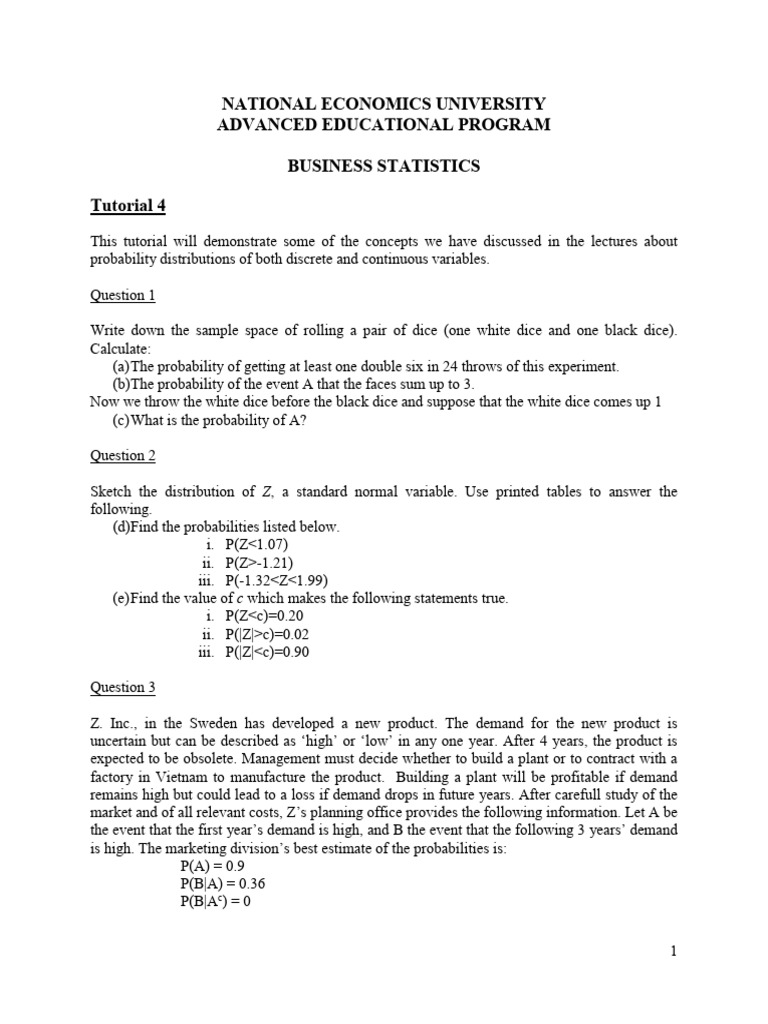 Tutorial 4 | PDF | Probability Distribution | Mathematics