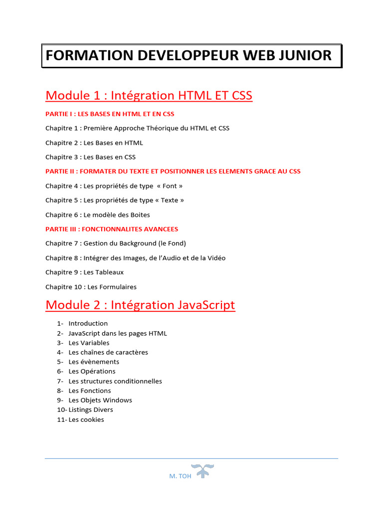 Formation Developpeur Web Junior | PDF