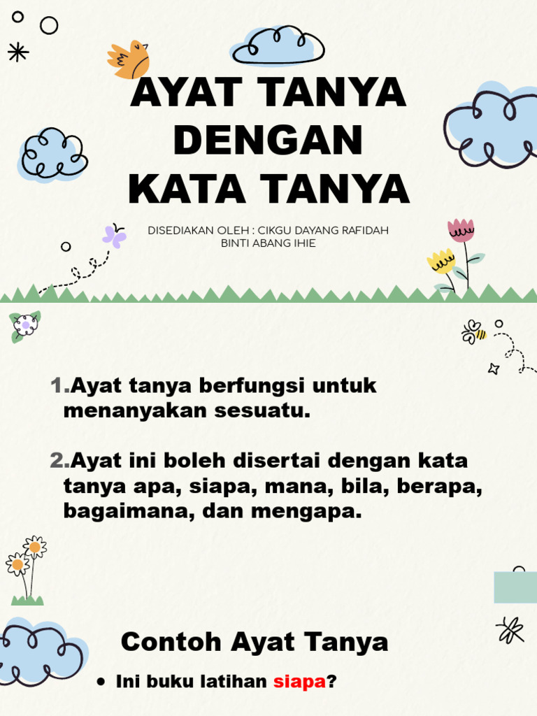 Ayat Tanya Dengan Kata Tanya 1 | PDF | Memasak, Makanan, & Anggur ...