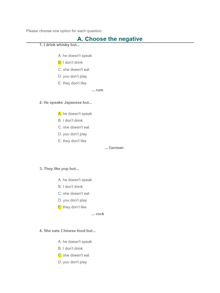 Test A1 Elementary English 1 Simona | PDF