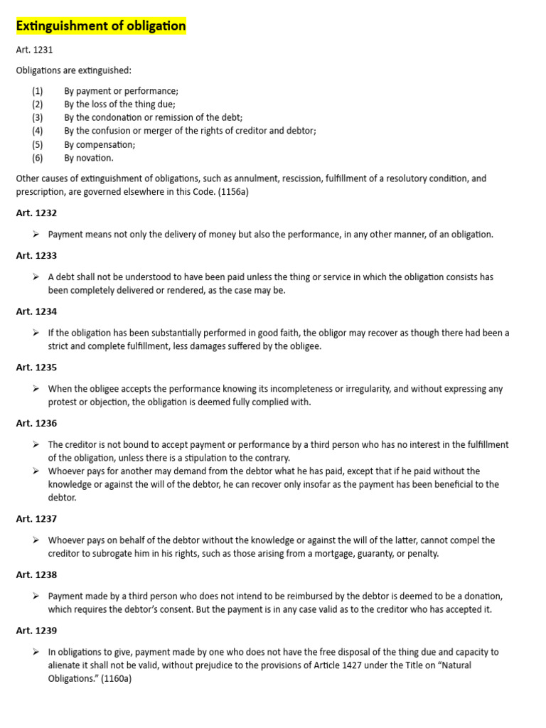 Extinguishment of Obligation | PDF