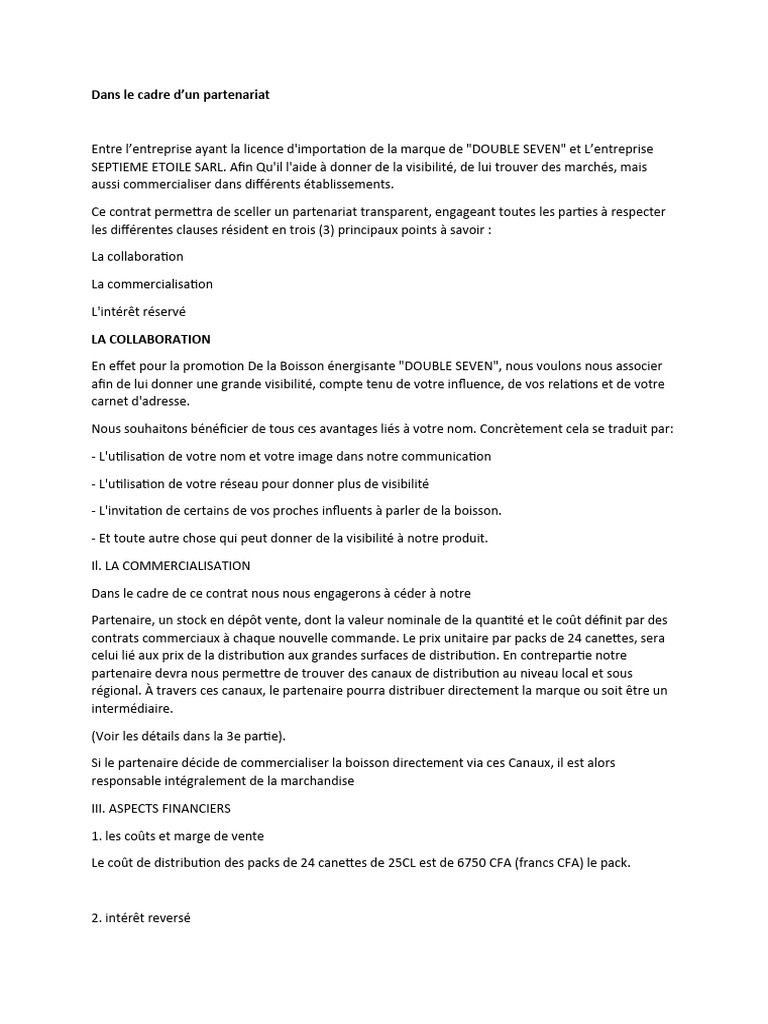 Contrat de Partenariat Baros | PDF