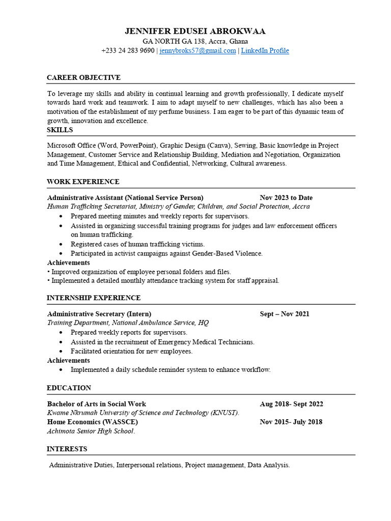 Jennifer Edusei-Cv | PDF