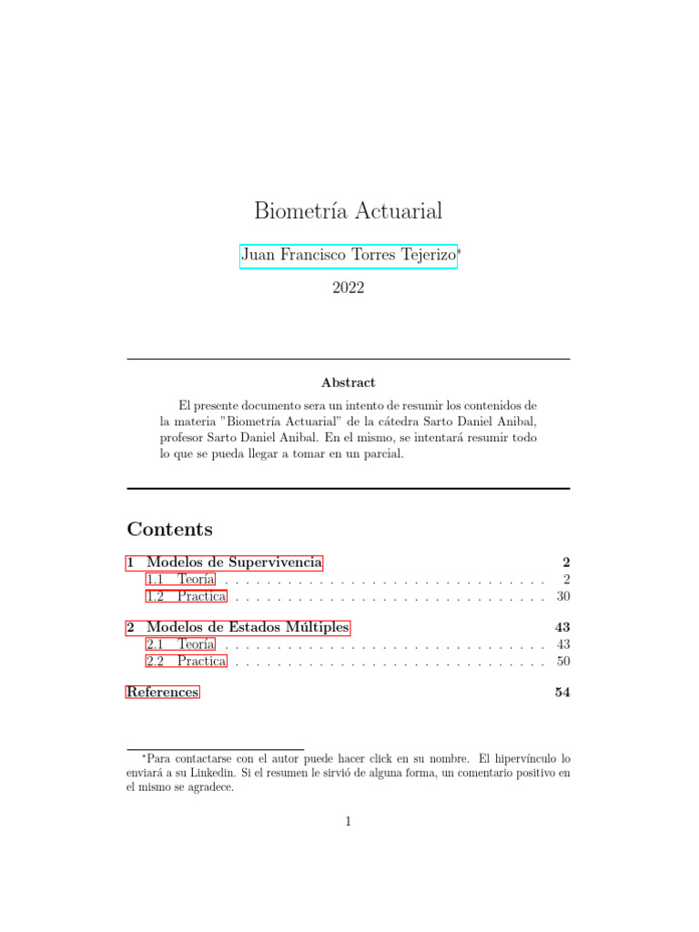 Biometr A Actuarial | PDF | Variable aleatoria | Valor esperado