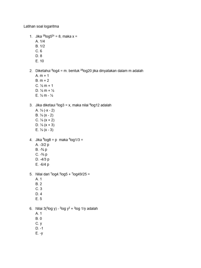 Latihan Soal Logaritma Pdf