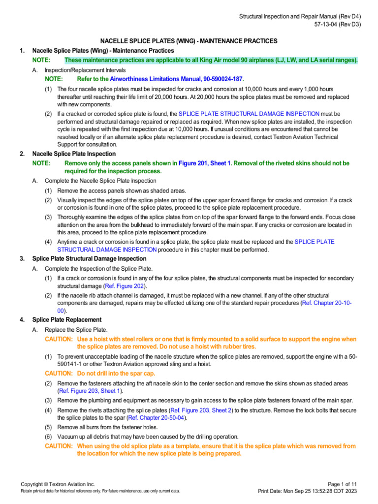 Airworthiness Limitations Manual, 90-590024-187 | PDF