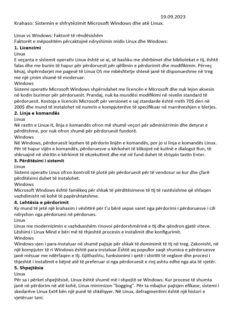 Tik Windows Vs Linux | PDF