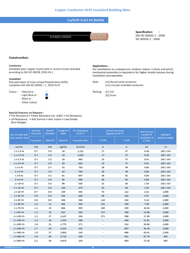 Cable N2XA | PDF | Electrical Conductor | Electromagnetism