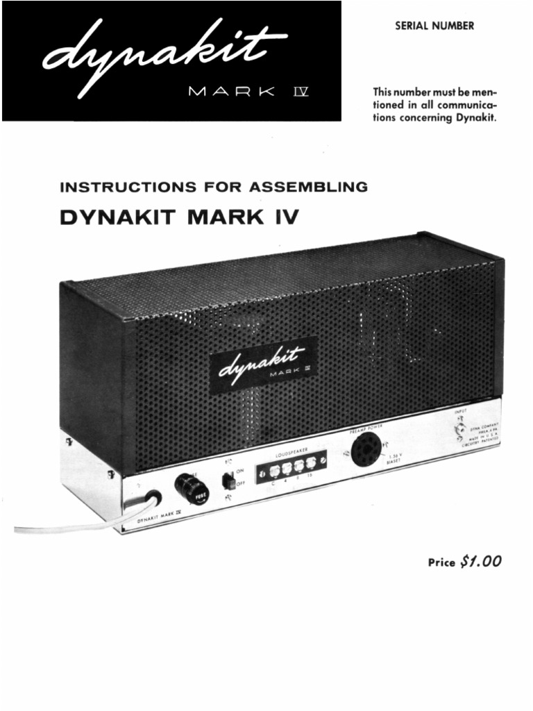 Dynaco Dynakit Mark IV Instructions Manual | PDF