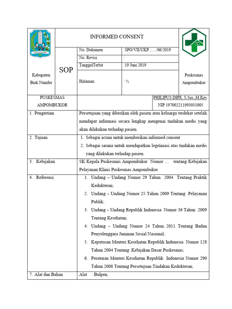 Prosedur Informed Consent Puskesmas | PDF