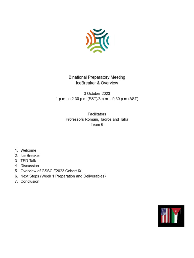 USO - Agenda - GCCS I (Bi-National Prep), Part II) - 3 October 2023 | PDF