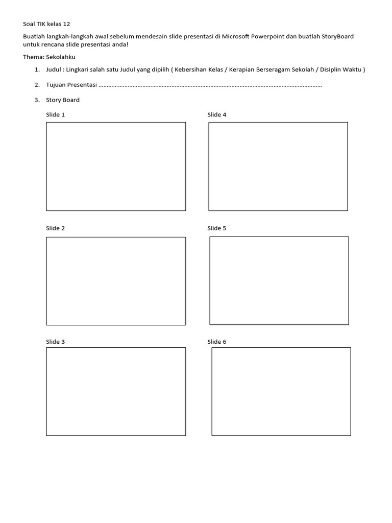 Contoh StoryBoard Slide Presentasi | PDF | Metode & Bahan Ajar