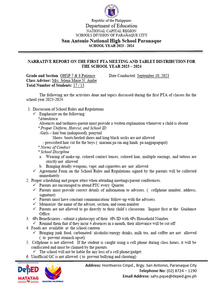 Narrative On 1st PTC | PDF