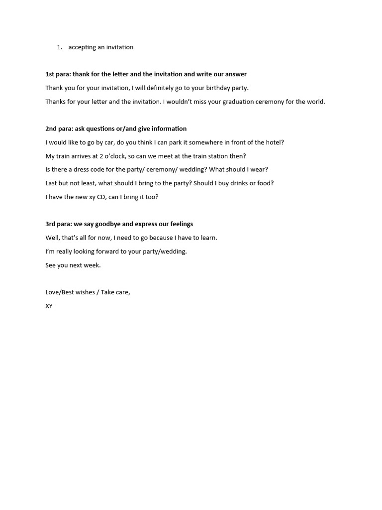 Accepting and Refusing An Invitation | PDF