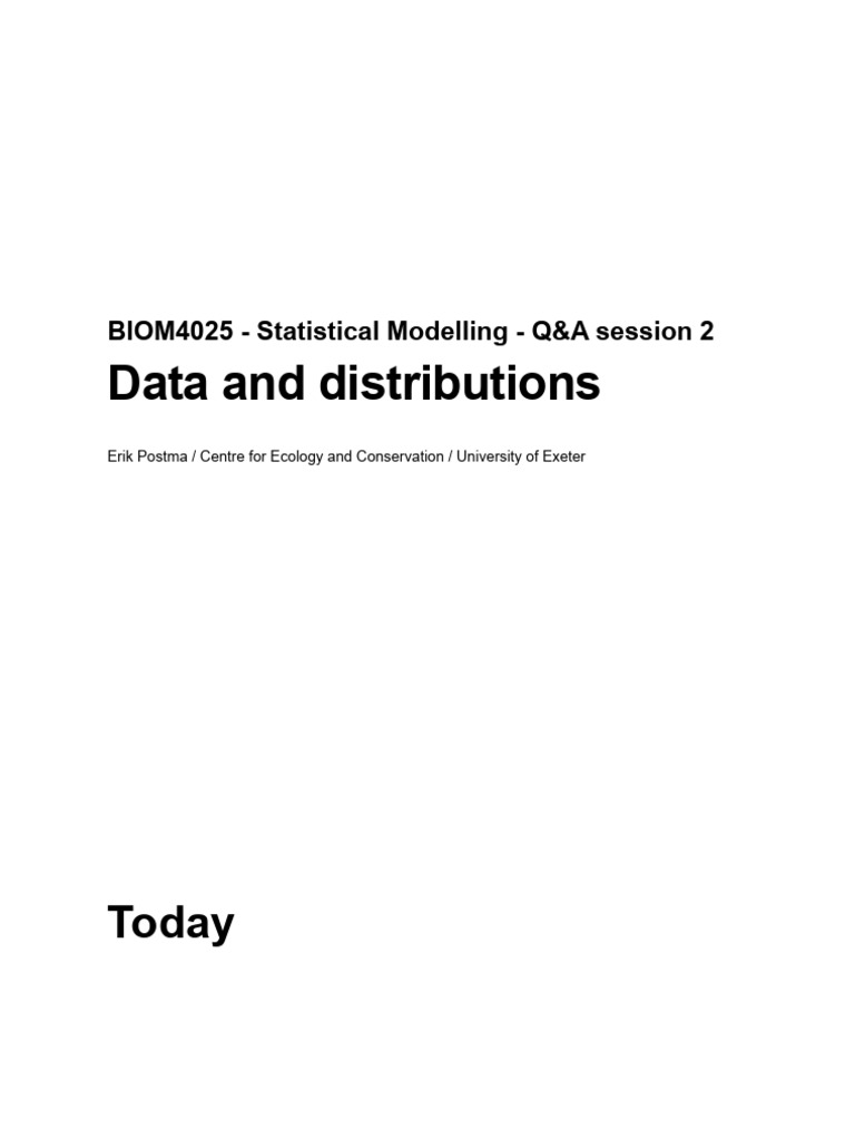 BIOM4025 - Statistical Modelling - QA Session 2 | PDF | Standard Error | Errors And Residuals