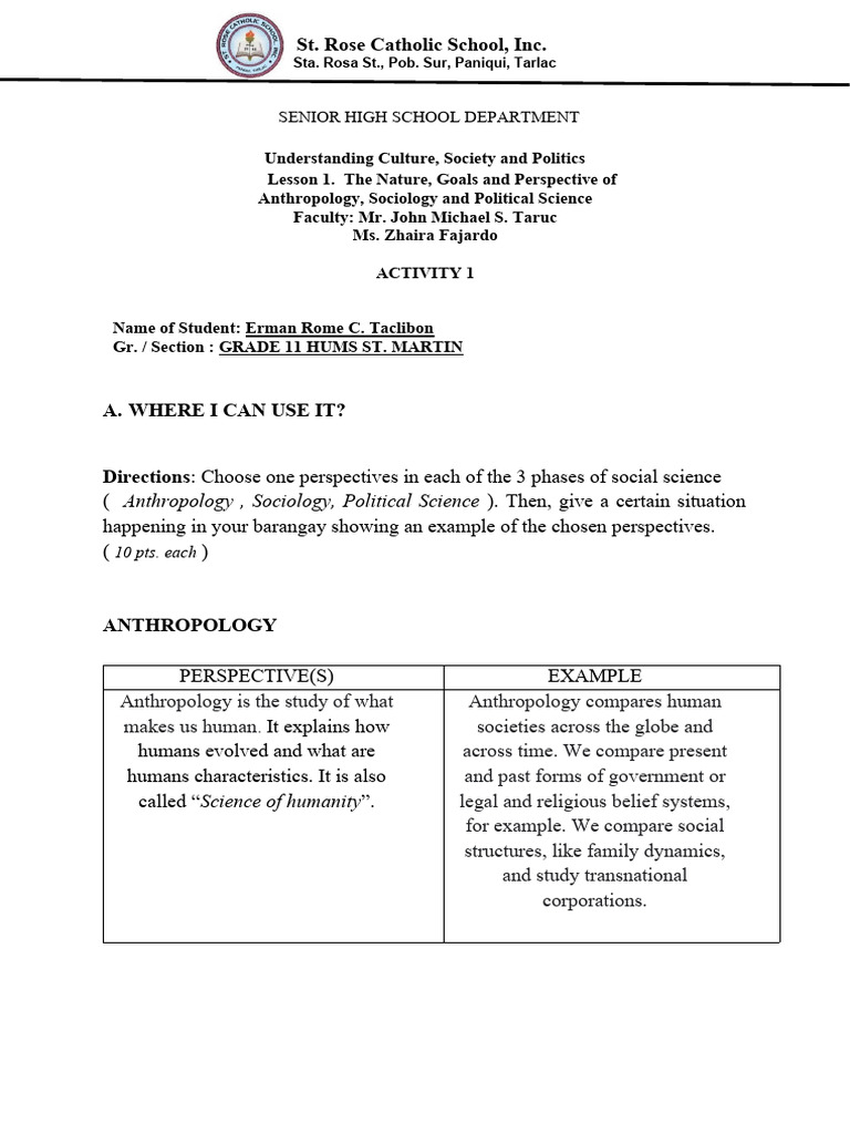 Activity 1 Ucsp | PDF