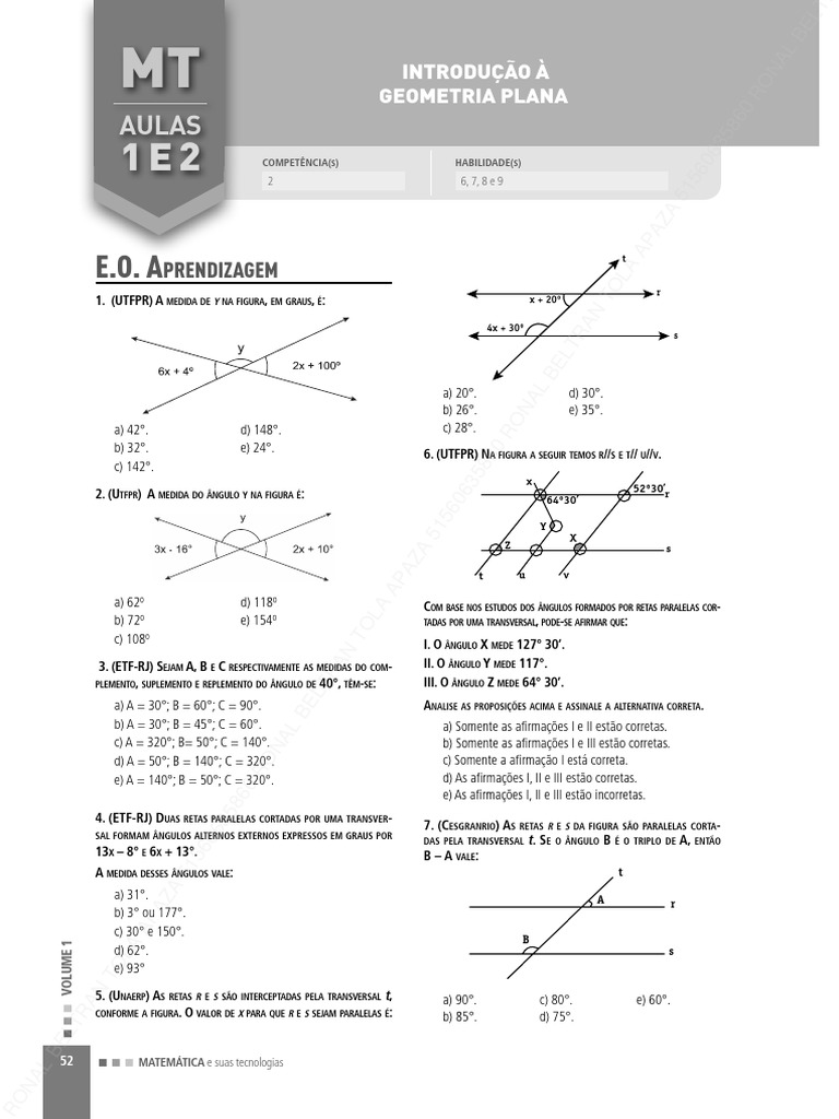Vol1 Matematica 3 Aulas 1e2 EO | PDF