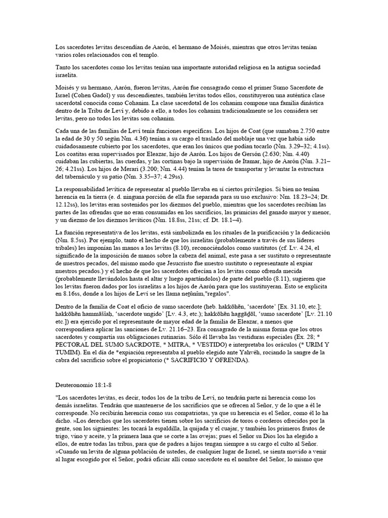 Levitas | PDF | El antiguo Israel y Judá | Tora