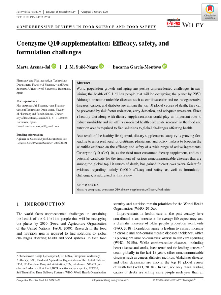 CoQ10 Research | PDF