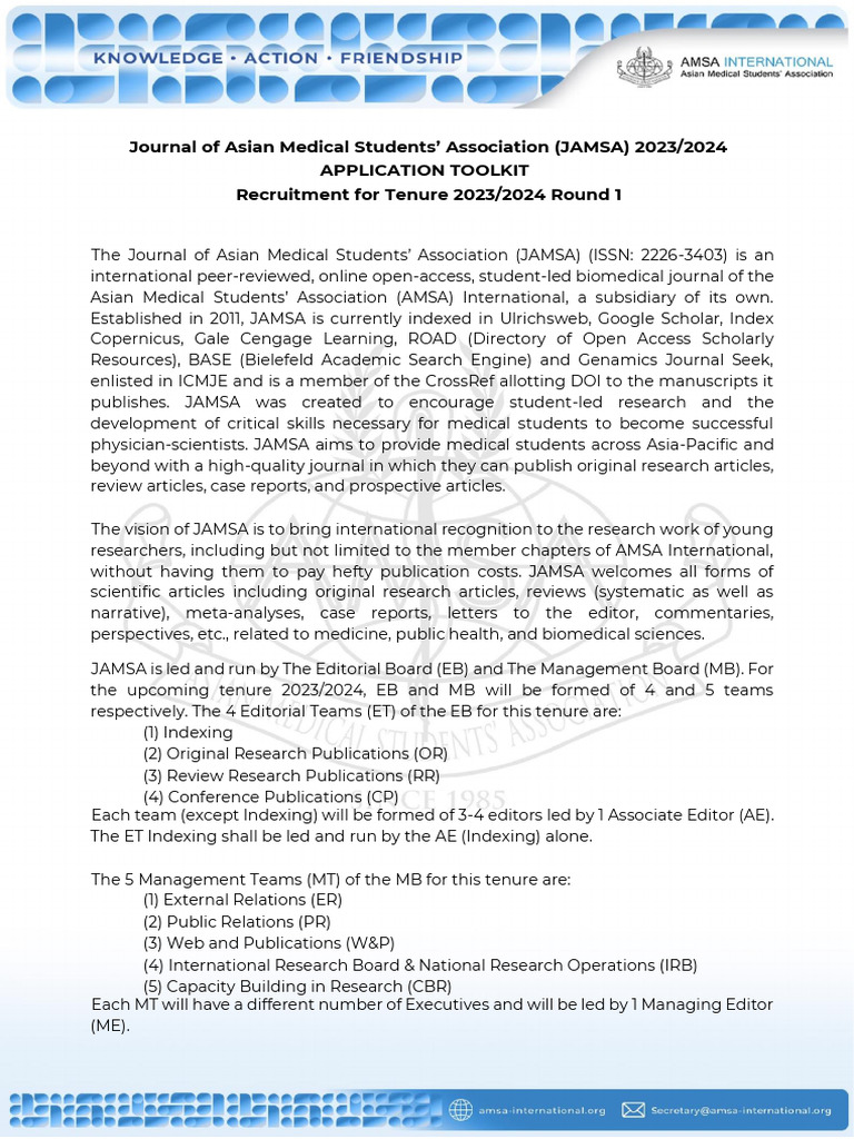 JAMSA 2023/2024 Recruitment Toolkit | PDF | Career & Growth