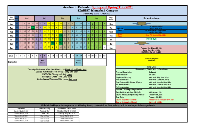Academic Calendar Spring 2021 | PDF