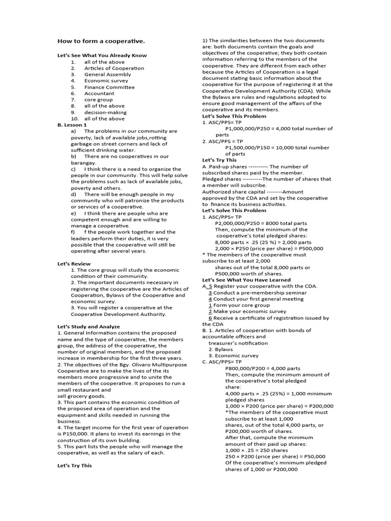 How To Form A Cooperative | PDF