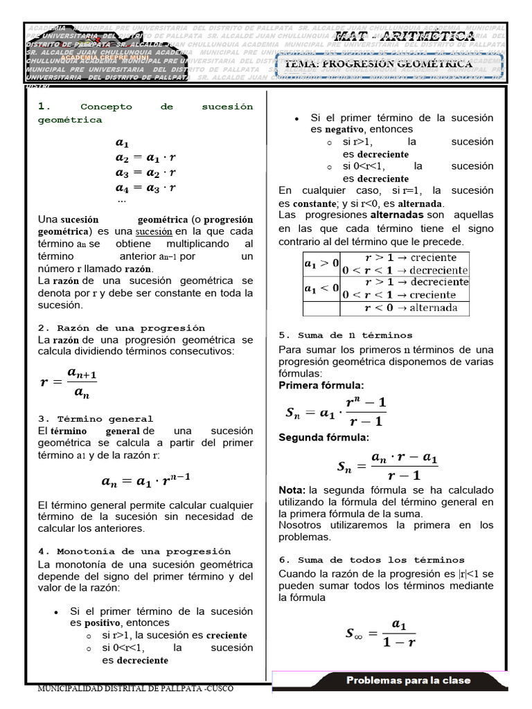 Progresion Geometrica | PDF | Matemáticas | Análisis matemático