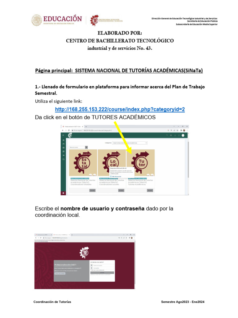 Guia para Llenado de Plataforma Sinata Ago 2023 | PDF