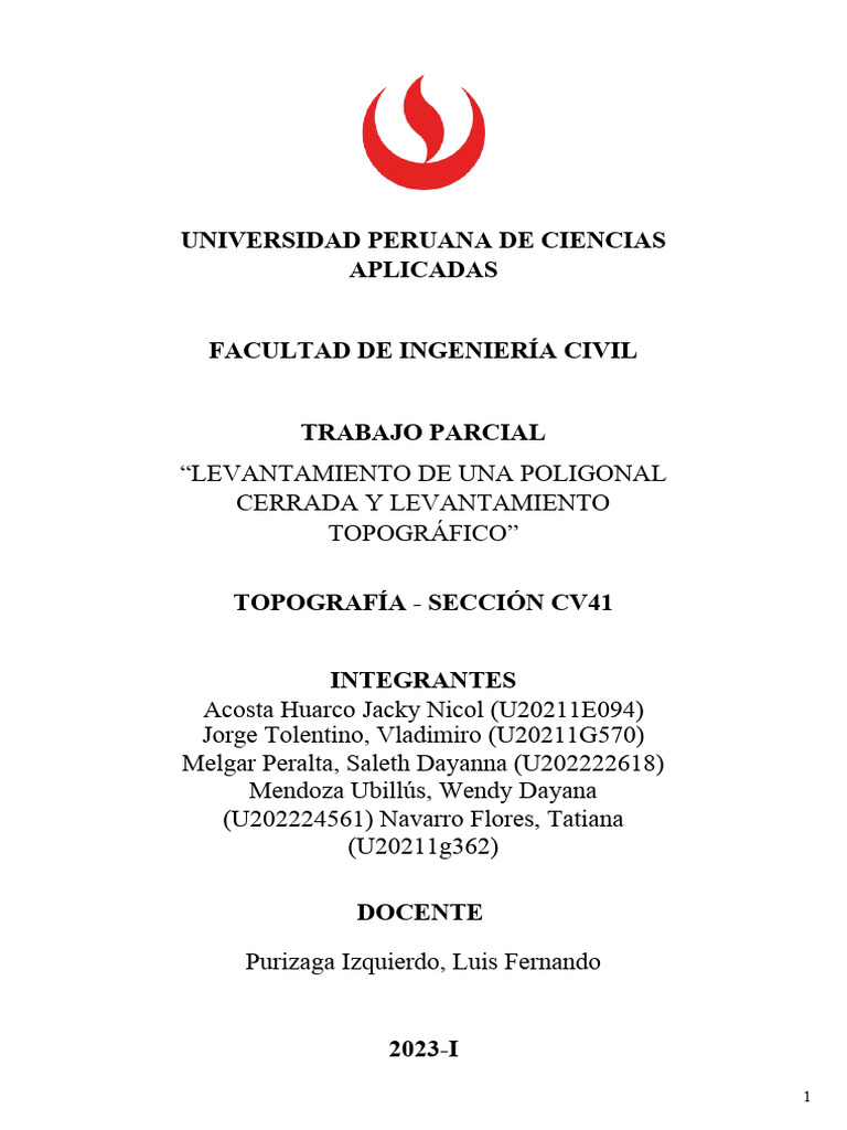 Trabajo Parcial Topo 1 | PDF | Topografía | Azimut