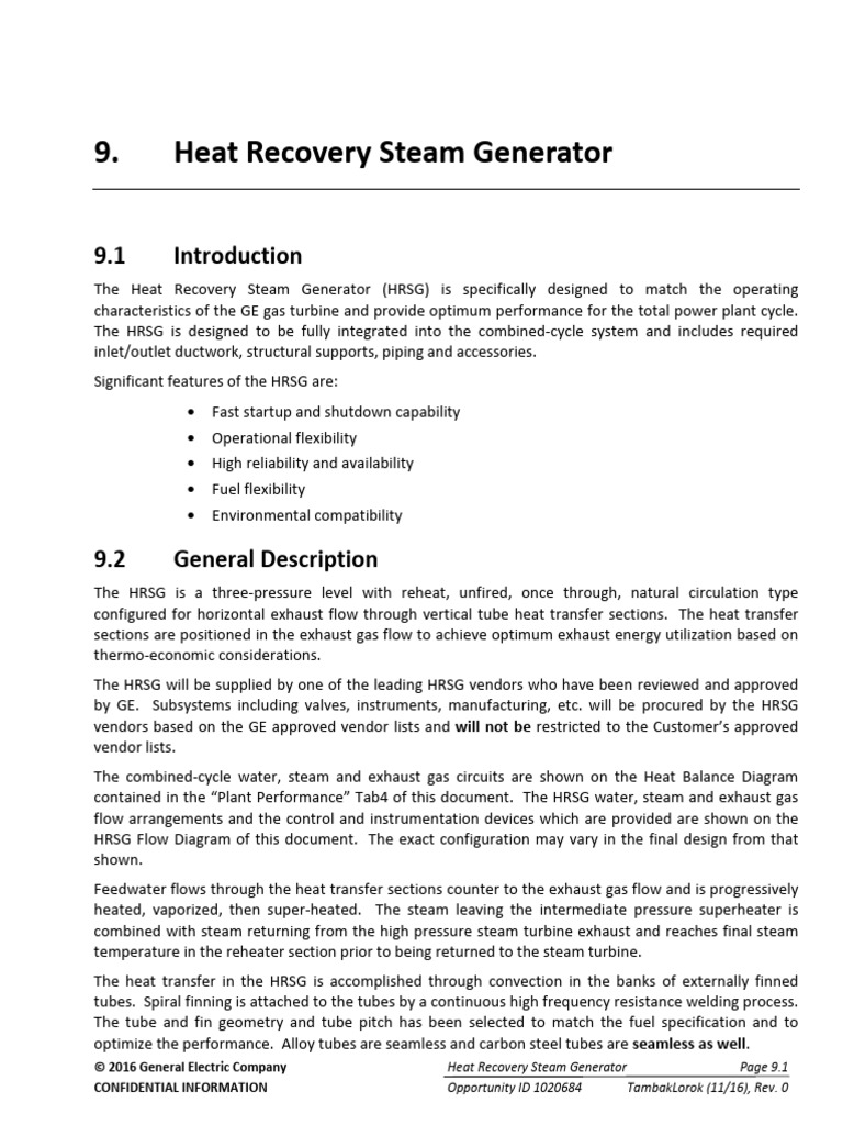 Attachment 4 - HRSG General Procedure | PDF | Duct (Flow) | Steam