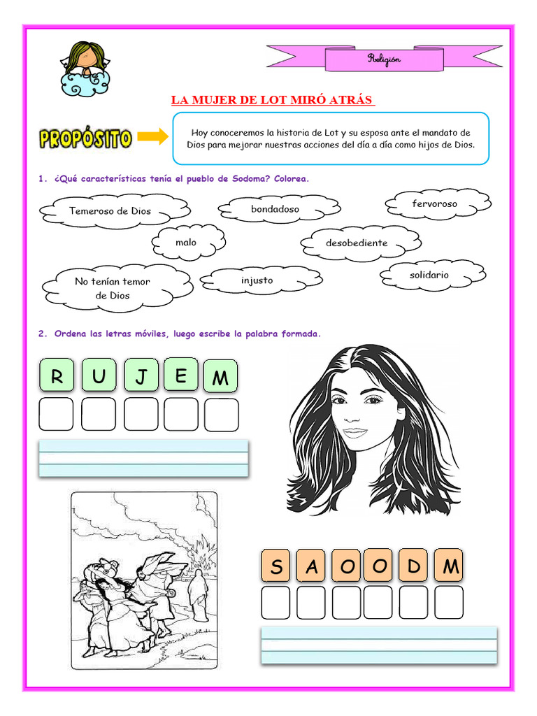 e7 s2 Ficha d2 Religión La Mujer de Lot Miro Atras | PDF