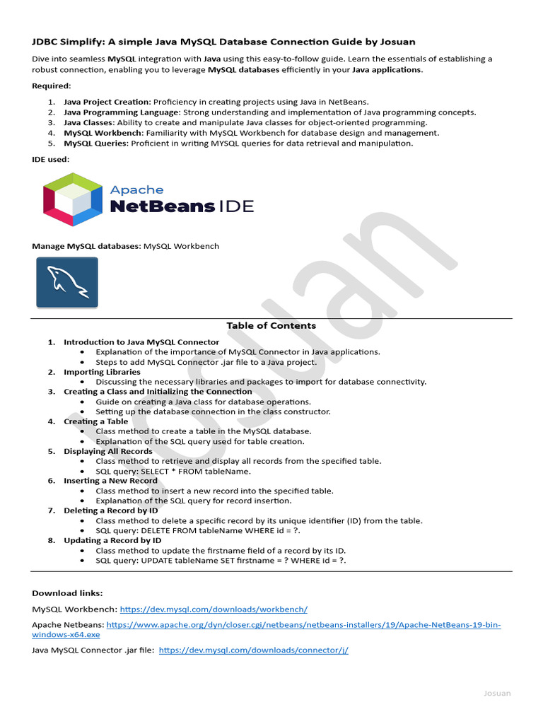 Java Mysql Database Connection Download Free Pdf Databases My Sql