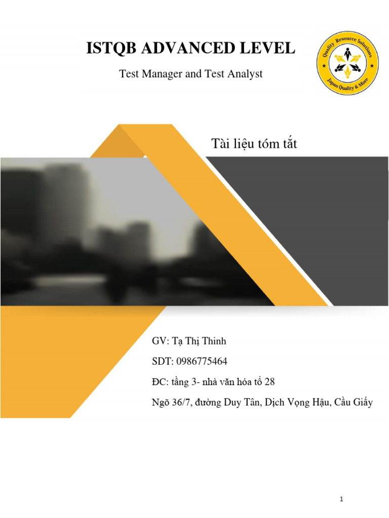 ISTQB Advanced Tóm Tắt Kiến Thức 10 Chương - V1.0 | PDF | Software ...