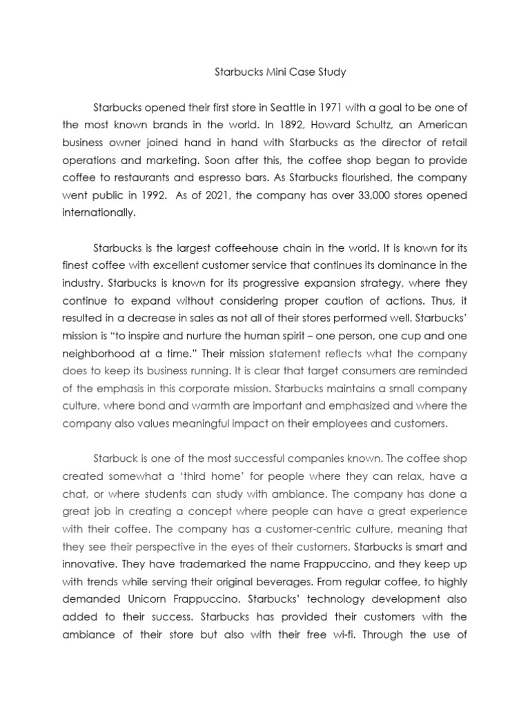 Starbucks Case Study | PDF | Starbucks | Coffeehouse