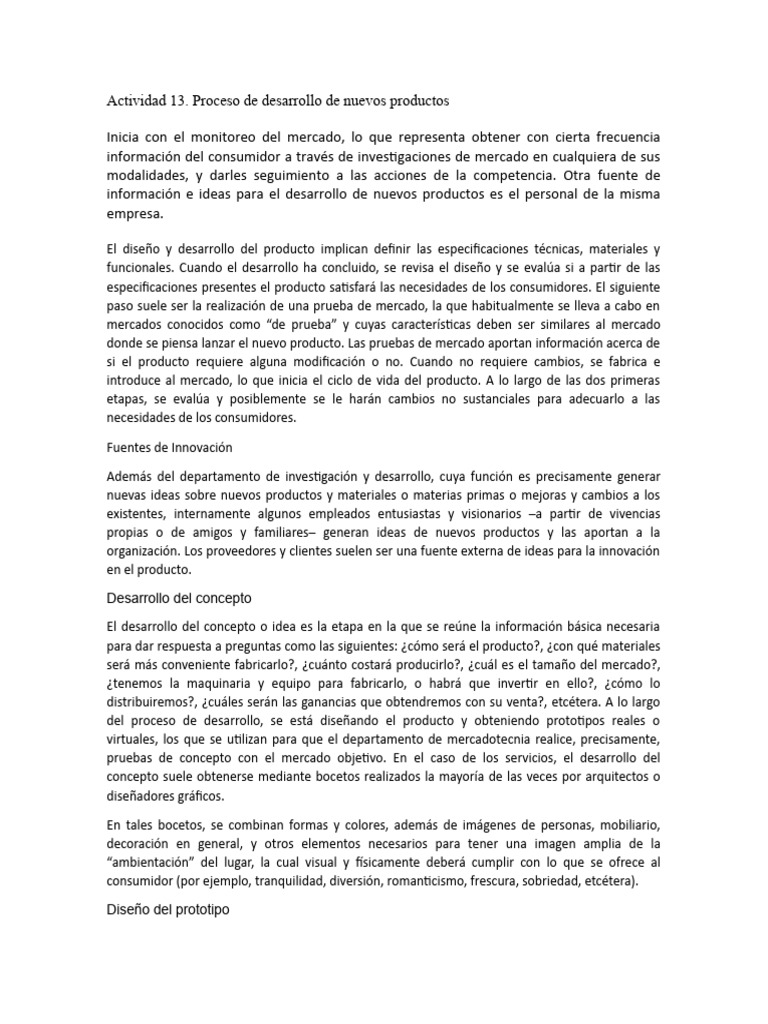 Proceso de Desarrollo de Nuevos Productos | PDF Proceso de Desarrollo de Nuevos Productos | PDF