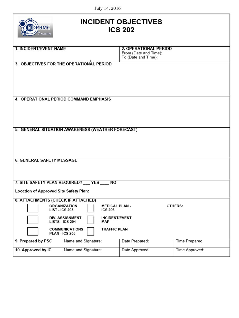 ICS Form 202 Template | PDF | Incident Command System