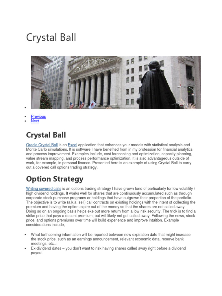 Using Oracle Crystal Ball for Options | PDF