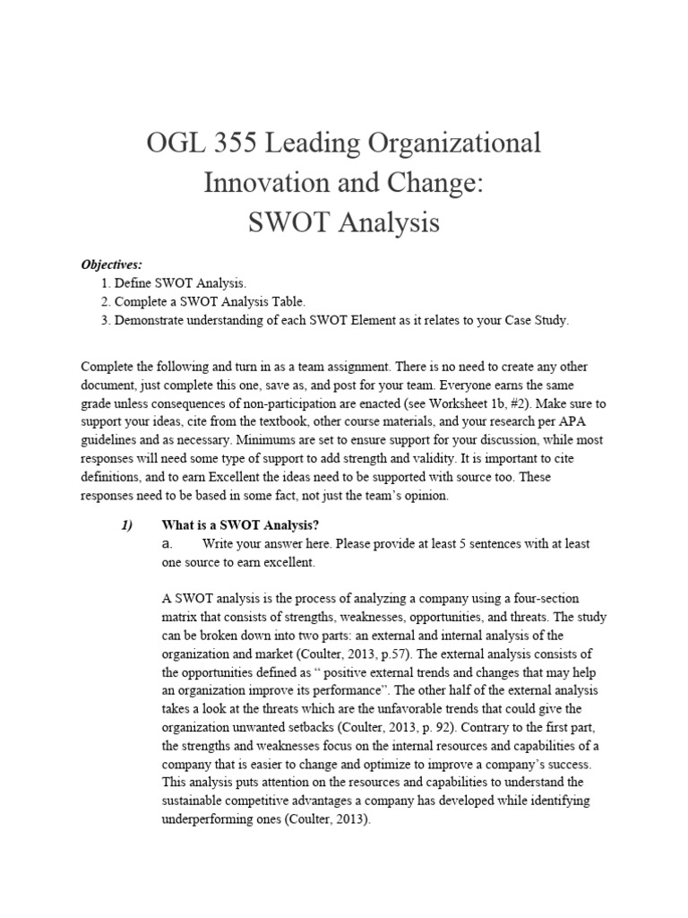 Ogl 355 Module 3 Ogl Swot Analysis | Download Free PDF | Swot Analysis | Economies