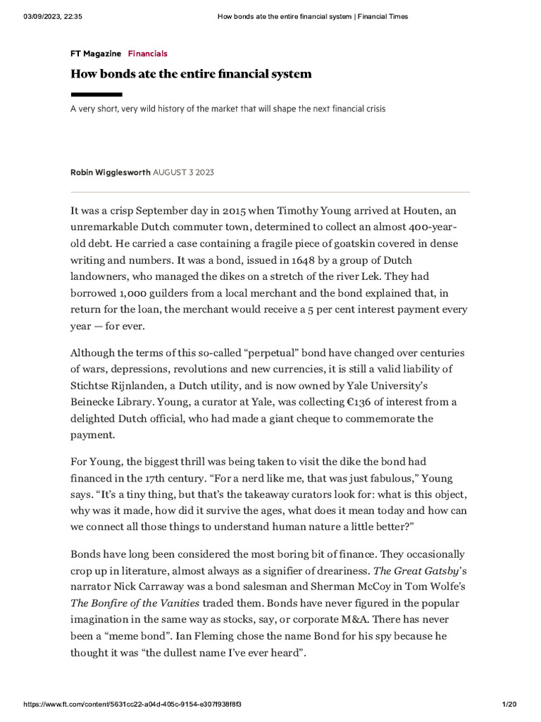 FT - How Bonds Ate The Entire Financial System | PDF