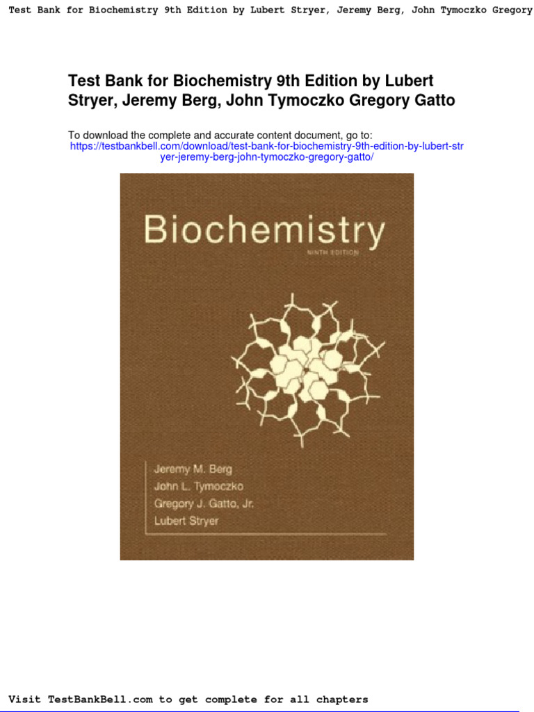Biochemistry 9th Edition Berg Pdf